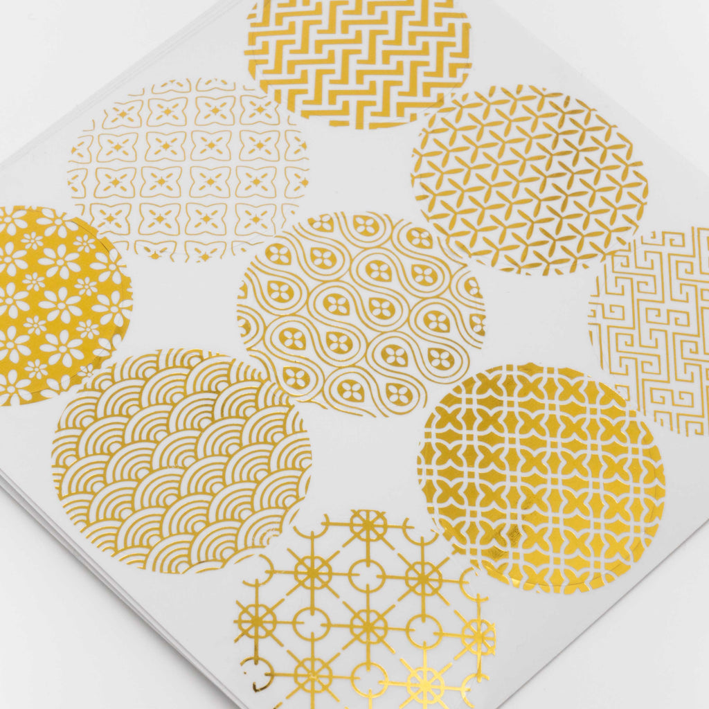 Japanese Wagara Pattern Gold Foil Round Stickers | Pack of 5 – The ...