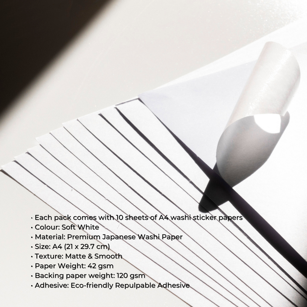 Soft White Japanese Washi Sticker Paper Set (10 sheets) – The ...